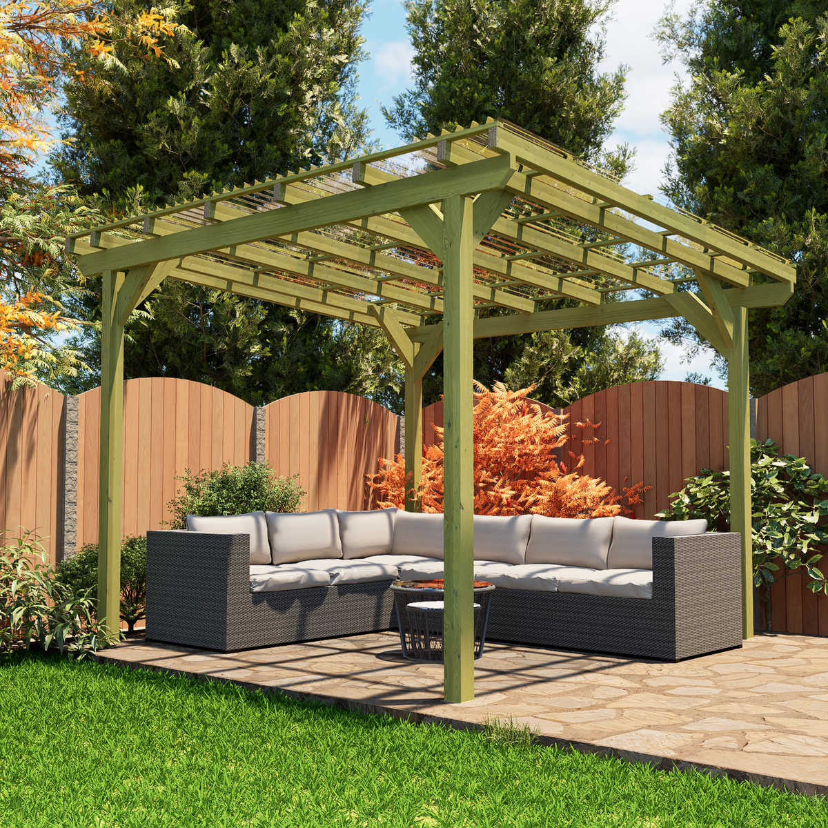 Wayland Clear Wooden Pergola – Durable Shade & Shelter – Timbakit