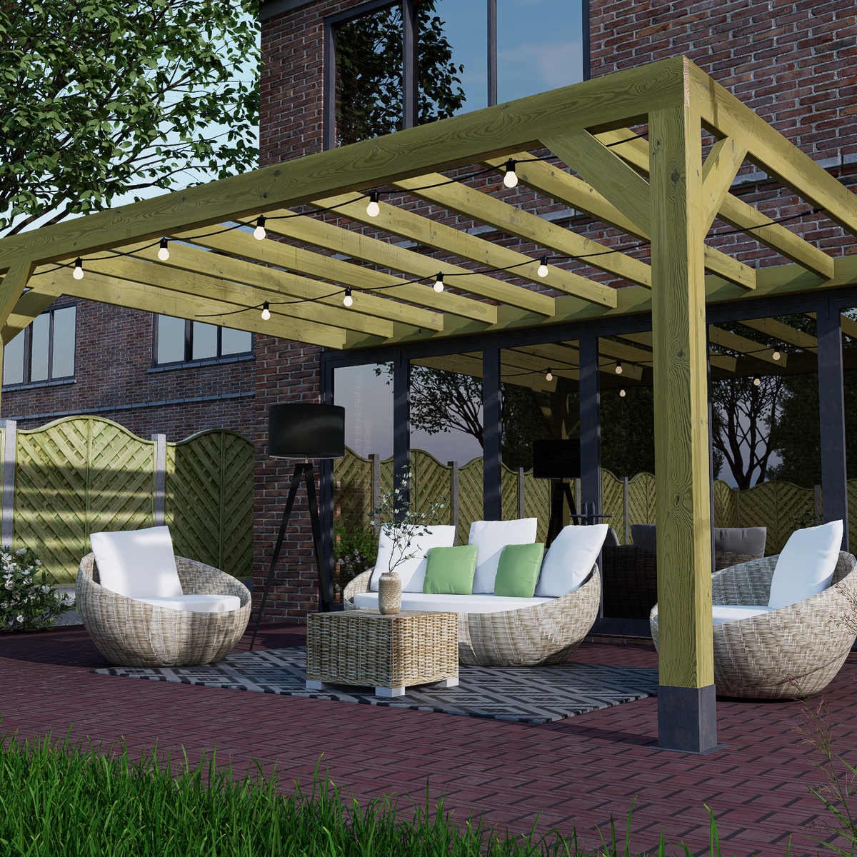 Chunky Wooden Lean-to Box Pergola - Outdoor Shade Structure – Timbakit