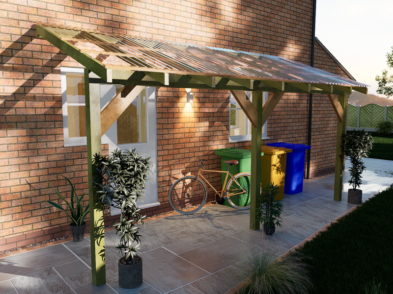 Wooden Lean to Gazebo with Clear Corrugated Roof | Brampton Clear ...